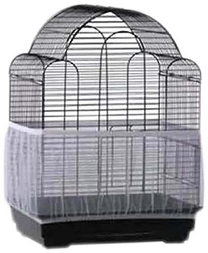4 Colors Bird Cage Skirt, Large Size Ventilated Soft Nylon Bird Cage Cover Shell Seed Catcher for Pet Products 52-98.4inch Circumference Mesh Pet Bird Cage Prevent Seeds from Falling (White)
