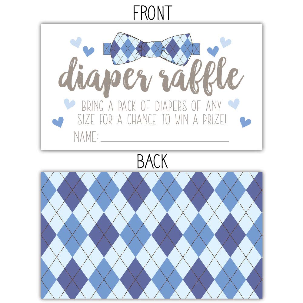 50 Little Man Diaper Raffle Tickets - Boy Baby Shower Game