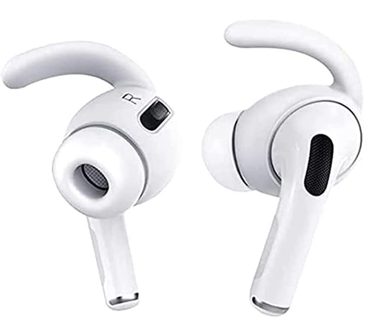 ALXCD Eartips & Ear Hooks Kit Replacement for Air Pods Pro, 2 Pairs Over-Ear Soft Ear Hook & 2 Pairs Anti Slip Silicone Eartips & 3 Pairs S/M/L in-Ear Eartips, Fit Air Pods Pro 1+1+2S+3 White