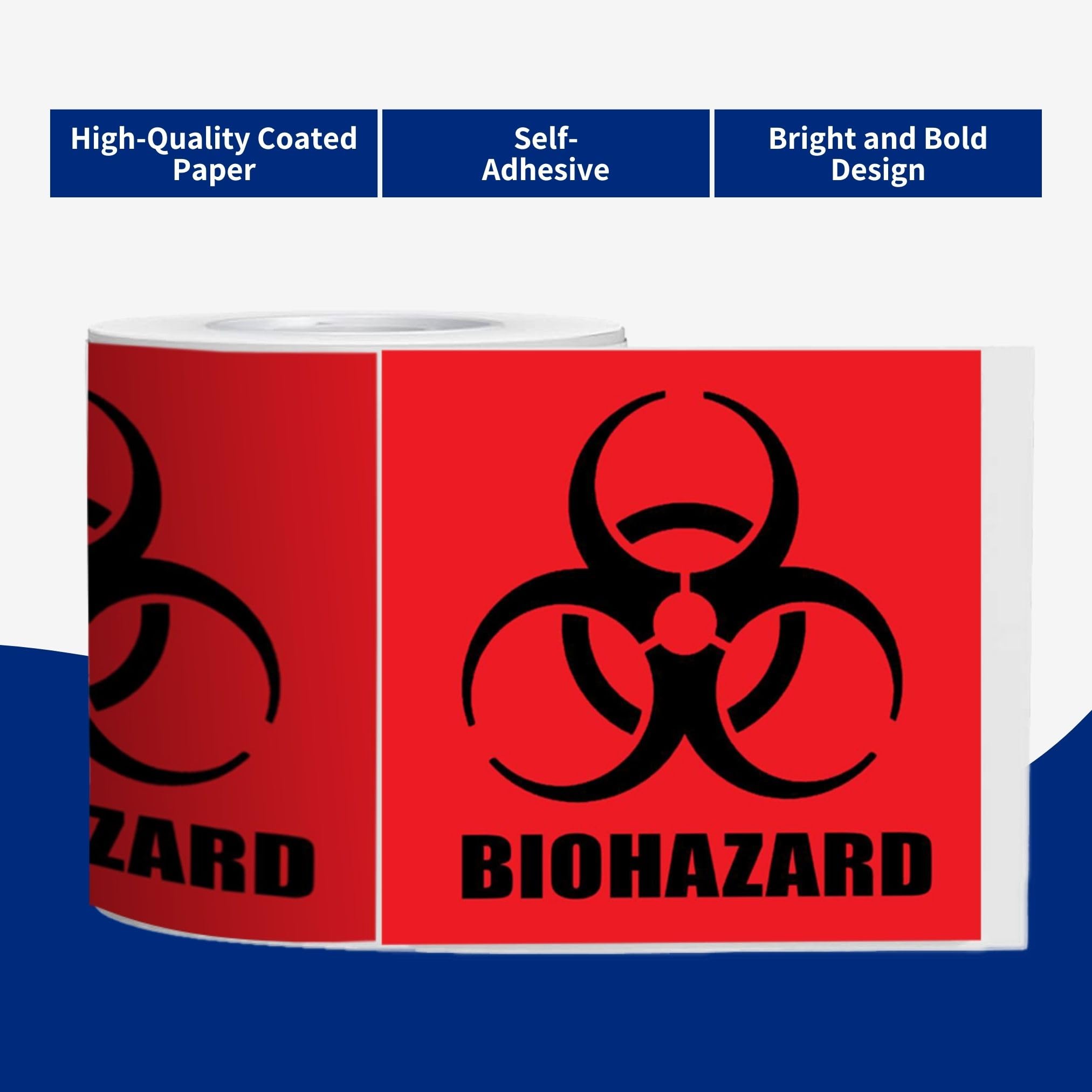 2" x 2" Biohazard Stickers - 250 Labels, Universal Symbol, Coated Paper Signs for Labs, Hospitals & Industrial Use