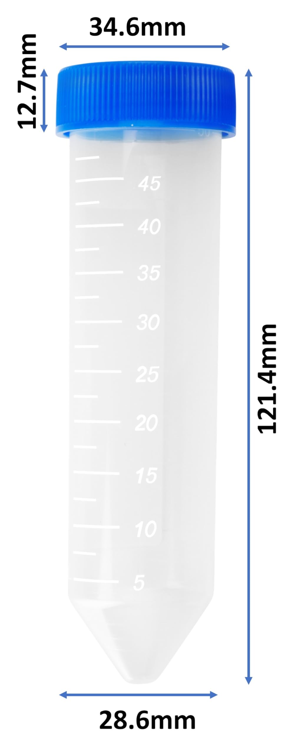 50 ml Conical Centrifuge Tube with Conical Bottom, Leakproof Screw Caps, up to 12000xg, Polypropylene (PP) (Pack of 25)