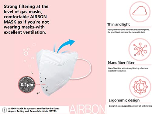 10Pcs AIRQUEEN Korean Nanofiber Filter Childern Mask for kids (White)