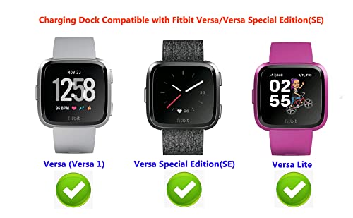2PACK Charging Dock Compatible with Fitbit Versa/Lite/SE,(not for Versa 2) Charger, Charging Dock Cord Stand and Screen Protectors for Smart Watch