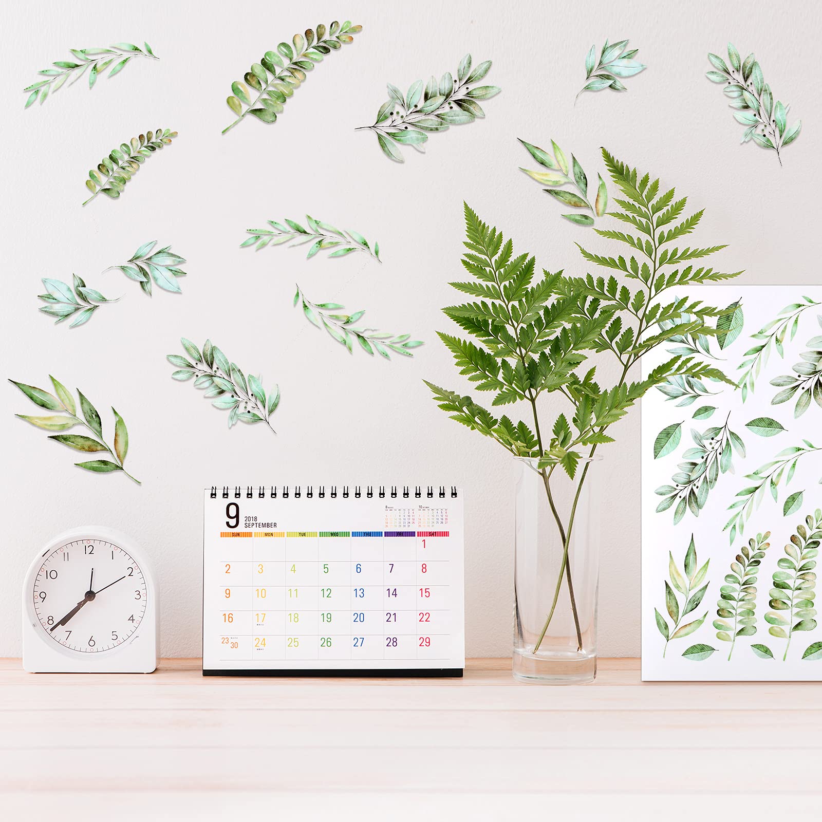 276 Pieces Country Leaves Peel and Stick Wall Decals Leaves Wall Decals Modern Wall Art Decals Temperate Leaves Wall Decals Stickers Fresh Leaf Wall Decals Plants Tree Leaves for Kids Nursery Room