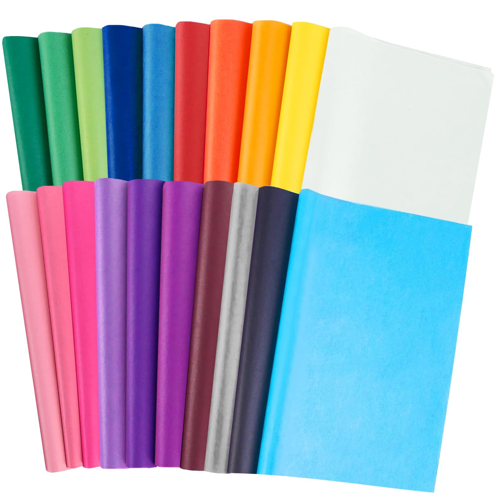 100 Sheets 20 Color Tissue Paper for Gift Bags 12 x 20 Inches Packing Art Tissue DIY Craft Paper for Halloween Christms Gift Wrapping Decorative Paper