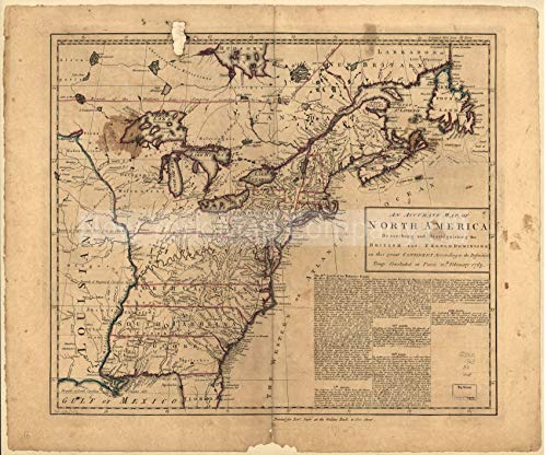 1763 Map| An accurate map of North America describing and distinguishing the British and Fr