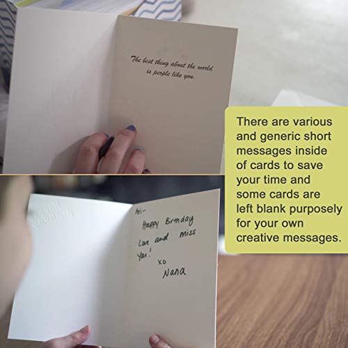 60 All Occasion Greeting Cards - Large 5”x7”, All Rose Gold Foil Unique Design Assorted Cards, Happy Birthday Card, Thank You Cards, Message Inside, Magnetic Bulk Box Set Variety Pack w/Thick Envelope