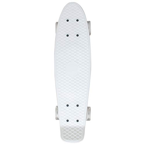 ANNEE 22 Inch Skateboard Complete Mini Cruiser Retro Skateboard with Colorful Light up Wheels for Kids Boys Youths Teens Adults (White, 22 Inch)