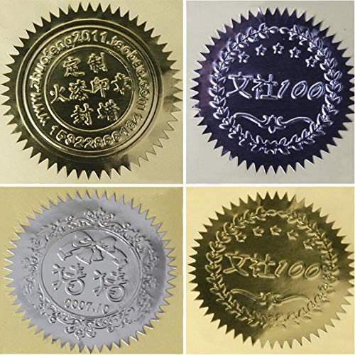 100pcs 1 3/4" Self-Adhesive Gold Embossed Foil Blank Certificate Sealing Stickers - Perfect for Invitations, Notary Seals, Corporate Seals, Personalized Monogram Emboss (Gold)