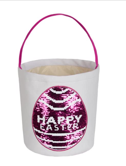 2 Pack Easter Basket for Kids Easter Bunny Basket Egg Bags Canvas Cotton and Eggs Hunt Bag Bunny Canvas Tote Easter Decorations Eggs Candy and Gifts Carry Bucket