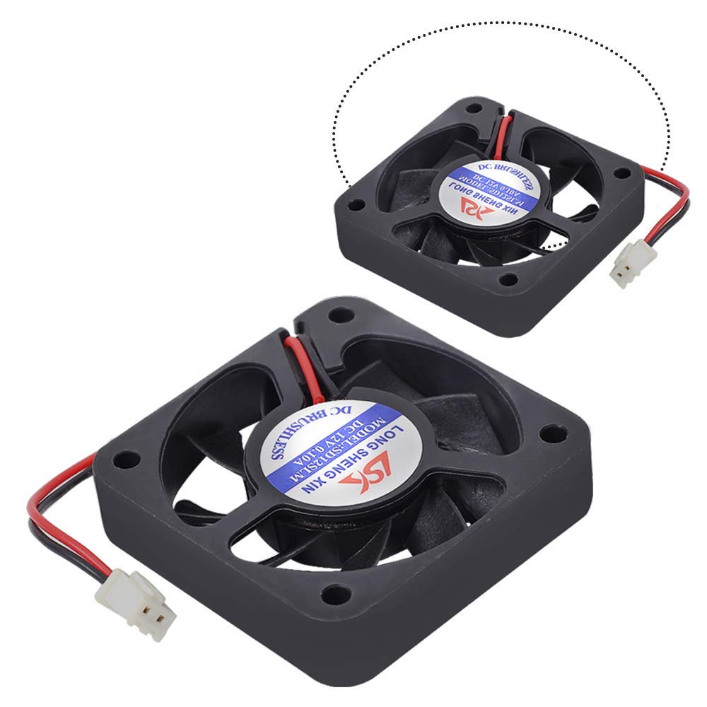 2 PCS Brushless Cooling Fan, Icstation DC Cooling Fan 50mm x 50mm x 10mm 5010 12V 2 Pin Fan 0.1A for 3D Printer Computer Case Fan
