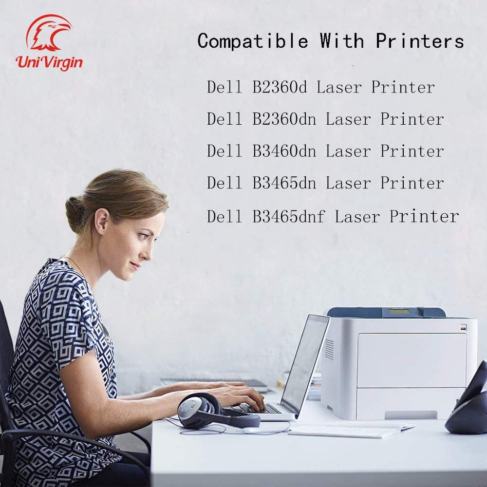 2 Pack Compatible B2360 High Yield 8500 Pages Toner Cartridge for M11XH 331-9805 Black Laser Toner fits for Dell B2360d B3460dn B2360dn B3465dnf B3465dn Printers