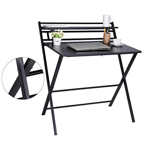 Double Layer Folding Study Desk for Small Space Home Office Desk Simple Laptop Writing Table 80x 50x72.5cm -Ship Fron USA