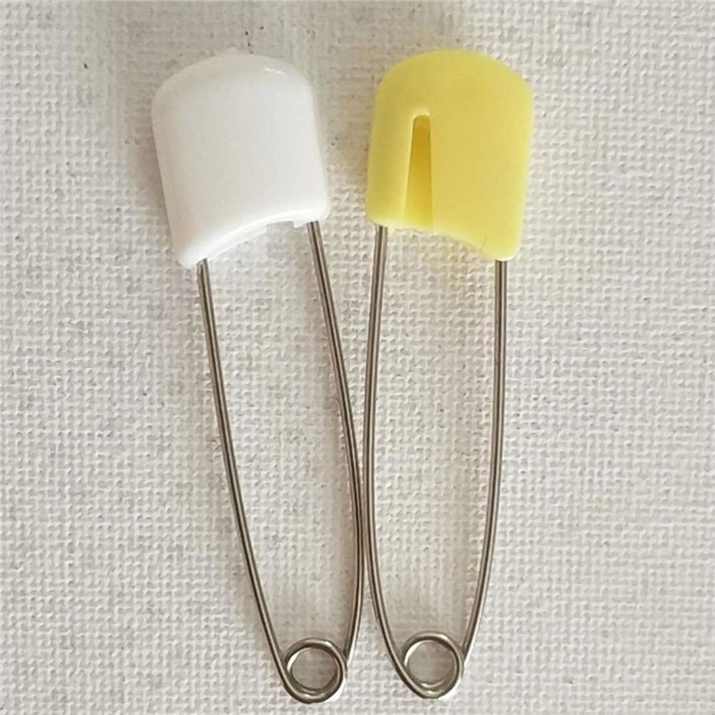 50 Pcs Baby Cloth Diaper Pins Stainless Steel Pins Plasetic End Safety Pins