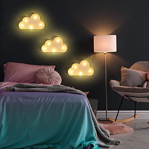 3 Pcs LED Cloud Night Light Can Be Hung On The Wall Kids Room Room Light, Suitable for Birthday Party Holiday Decoration Baby Room Nursery Decoration (Cloud)
