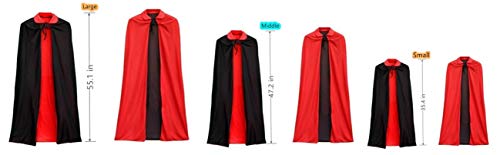 ZsSmddx Unisex Cosplay Christmas Halloween Witch Party Reversible Hooded Vampires Cape Cloak(Dual-Layer,Black and red ) (S, Stand Collar)