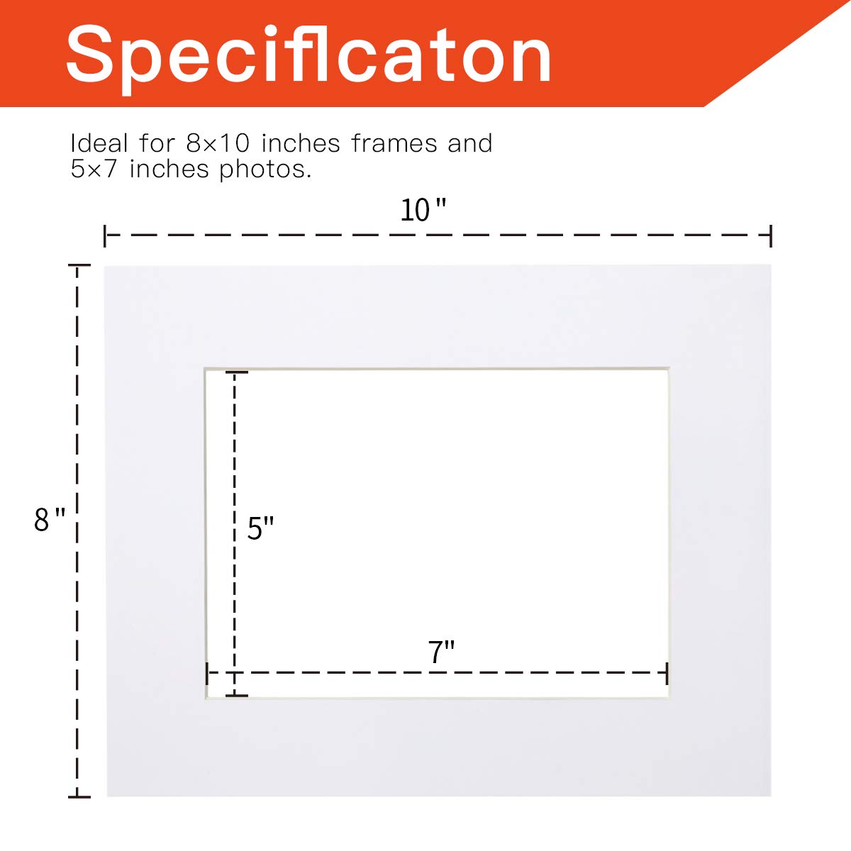 Betus 8x10 White Picture Mats, Acid Free, 1/16 Inches Thickness, White Core Bevel Cut Frame Mattes for 5x7 Pictures - Pack of 10