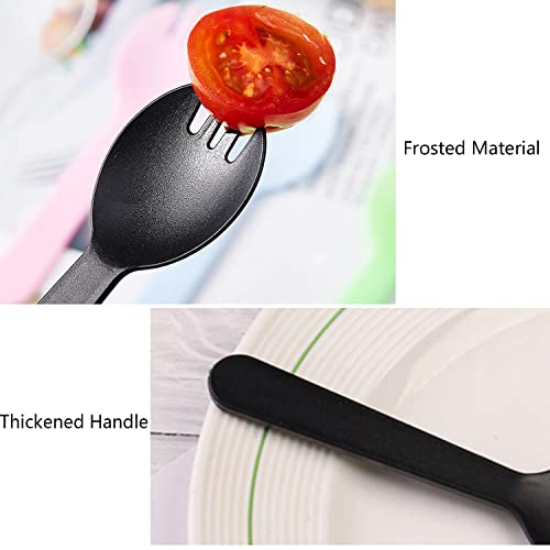 100PCS Disposable Sporks, Individually Wrappe Eco-Friendly Durable Plastic Spork, 2 in 1 Forks and Spoons Great for School Lunch, Picnics or Restaurant and Party Supply (Clear)