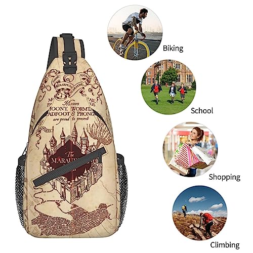 1itt1eHub Beige Sling Bag Sling Backpack Crossbody Chest Bag Daypack for Hiking Travel Women and Men