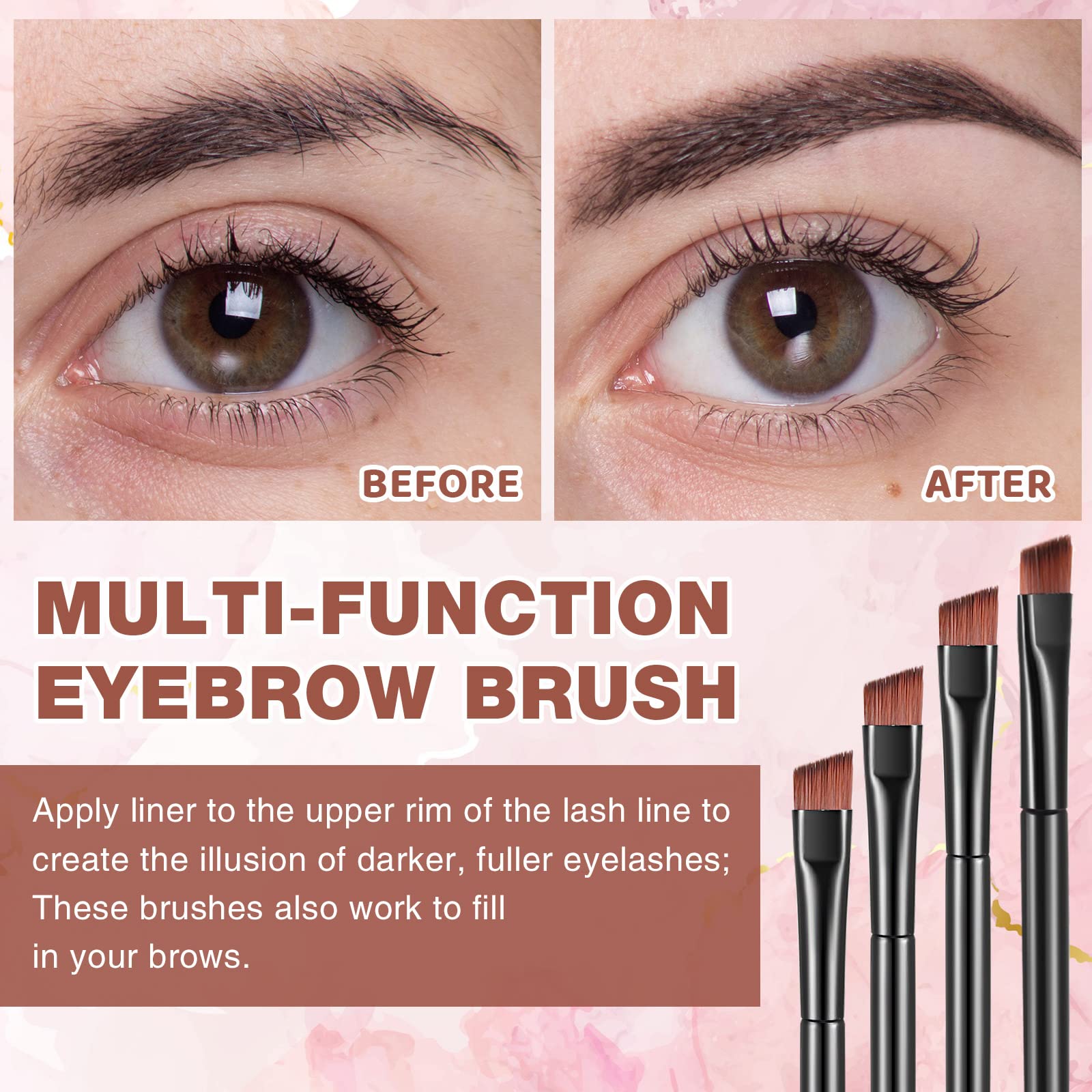 100 Pieces Disposable Angled Eyebrow Brushes Eye Liner Brush Disposable Angle Brushes Tinting Brushes for Women Girls Salon Beauty Cosmetic Make up Tool Disposable Esthetician Supplies