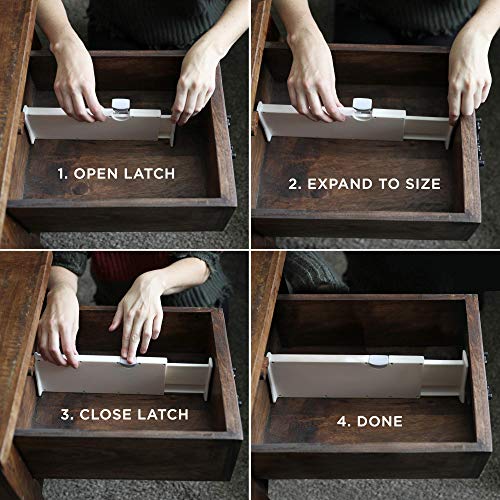 4 Drawer Dividers and Organizer, Organize Silverware and Utensils in Home Kitchen, Divider for Clothes in Bedroom Dresser, Designed to Not Snag Underwear and Bra Fabrics, Bathroom Storage Organizers