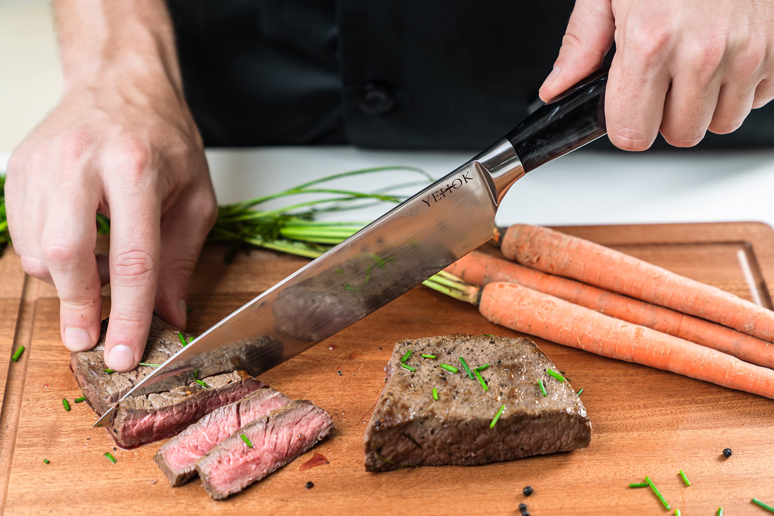 YEHOK Chef Knife | 8 Inch Professional Kitchen Knife | German High Carbon Stainless Steel | Ultra Sharp Blade and Ergonomic Handle for Chopping, Slicing | Chef's knives with Gift Box