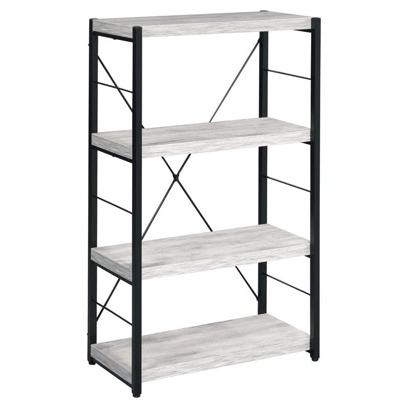 Acme Furniture Jurgen Bookshelf, Antique White-Ash & Black