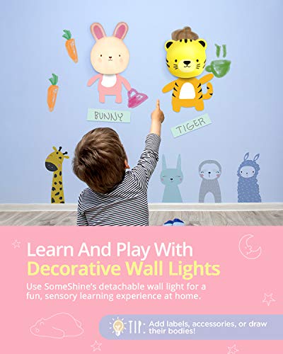 SomeShine Kids Night Light - Detachable Tiger Wall and Desk Kawaii Lamp with Mount, Touch Operation, 1 Hour Auto-Off Timer, and Adjustable Brightness, Safe and Durable Nursery Night Light for Kids