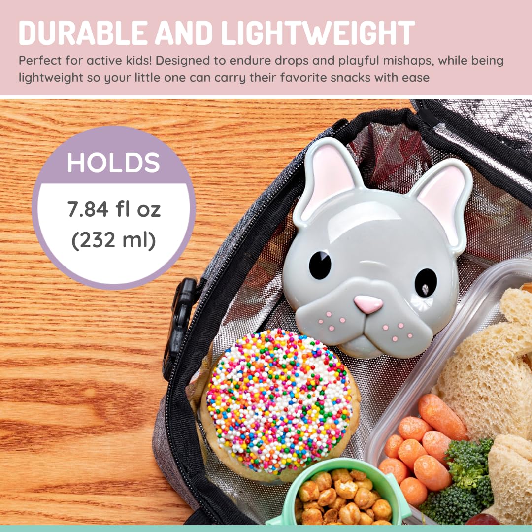 melii Animal Snack Containers with lids - Food Storage for Toddlers and Kids - Bulldog