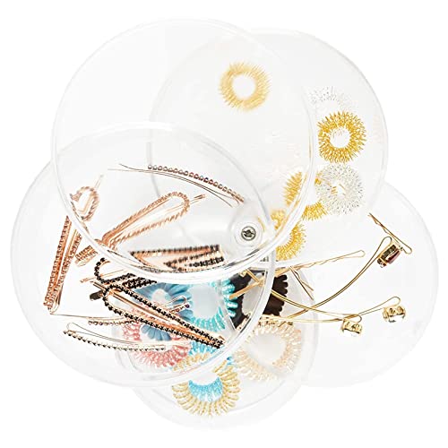 4-Tier Clear Plastic Jewelry Storage Box, Stackable Hair Accessories Organizer for Girl's Hair Ties, Clips, Bows (4.5 x 6.9 In)