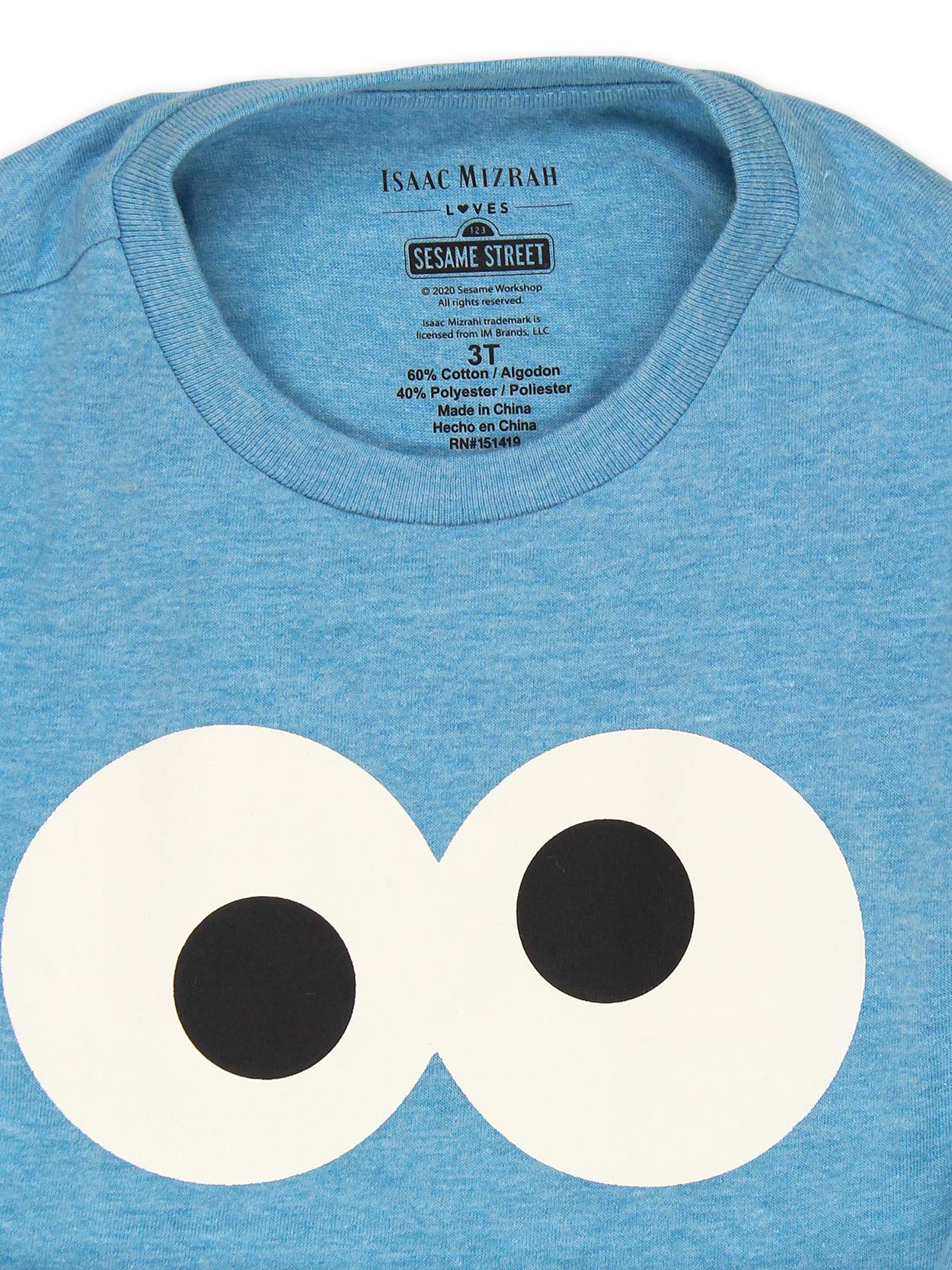 Isaac Mizrahi Loves Sesame Street Cookie Monster Toddler Baby Short Sleeve Tee (3T, Blue)