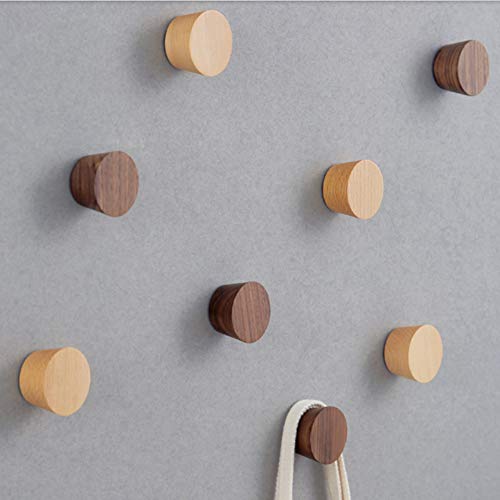 3 Piece Natural 3 PCS, Natural Wooden Coat Hooks, Wall Mount Single Hat Bag Hooks, Decorative Cone Hooks (Black walunt)
