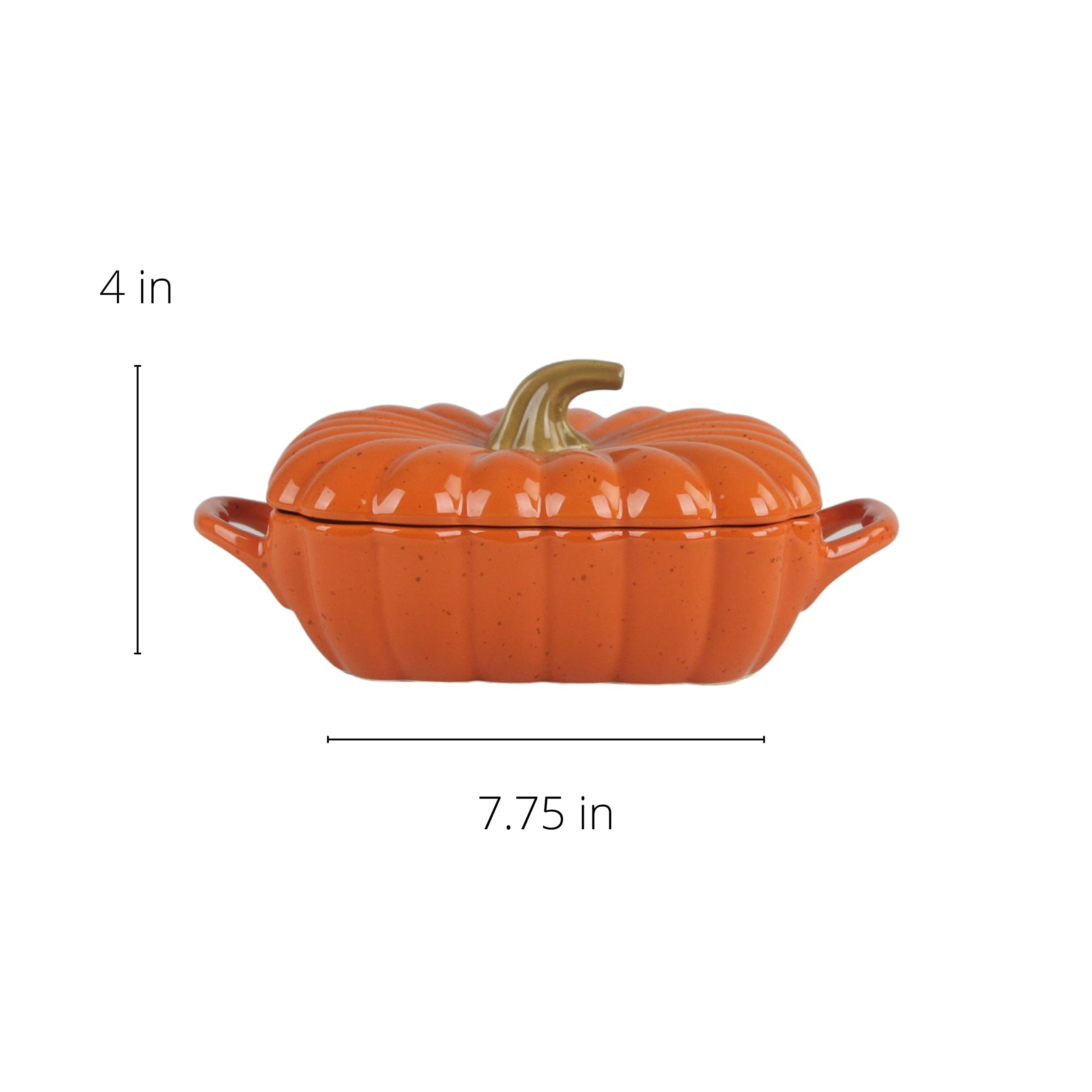 10 Strawberry Street Pumpkin Covered Casserole Dish & Gravy Boat, 7.75", Orange