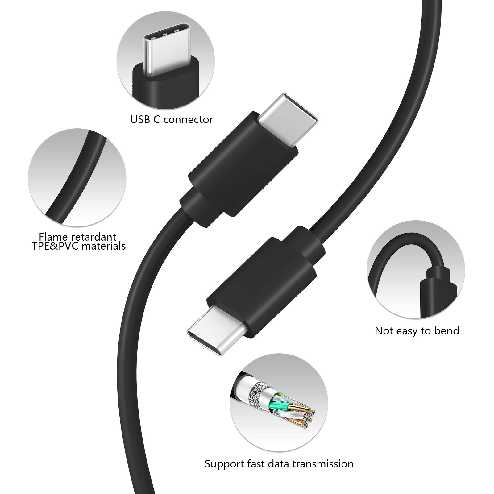 2Pack-USB C 3A 6.5Ft Fast Charger Cable for Charging New Fire HD10-11th Generation 2021 Kids Edition,Fire HD10 Plus,Fire HD10-9th Gen 2019 Kids Edition