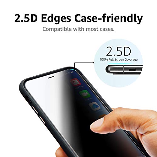 Amazon Basics Privacy-Tempered Glass Screen Protector for iPhone X / XS and 11 Pro - 5.8 Inch, 5.43" x 2.56", Anti Glare & Blue Light Filter