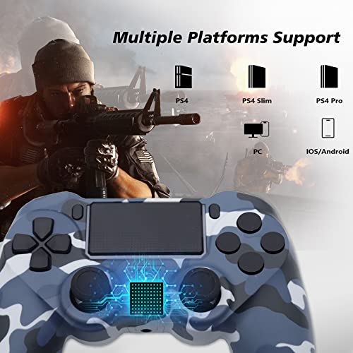 2 Pack Wireless Controller for PS4,YsoKK Wireless Remote Control Compatible with Playstation 4/Slim/Pro,with Double Shock/Audio/Six-axis Motion Sensor(Camouflage Blue+Camouflage Green)
