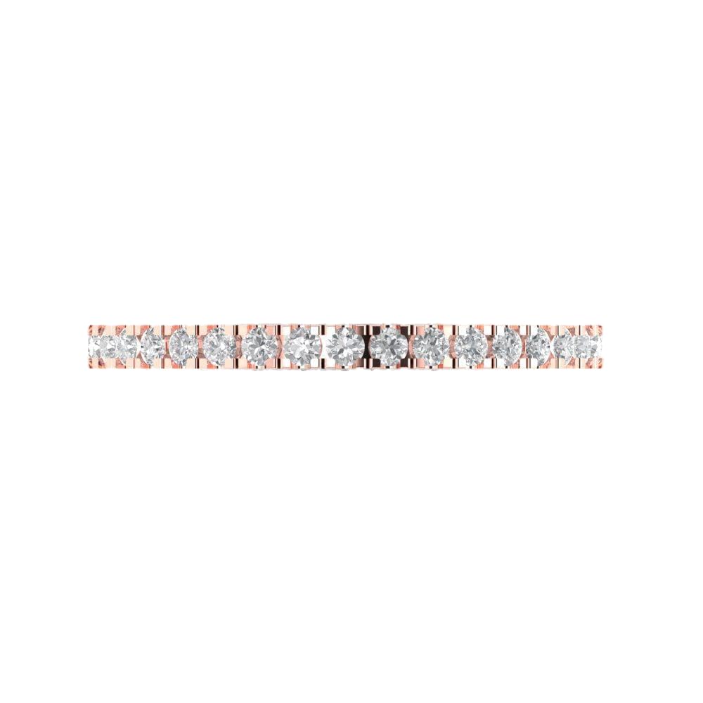 0.57 ct Round Cut Clear Simulated Diamond 14k Rose Gold Stackable Wedding Engagement Designer Anniversary Ring Band Sz 9.5