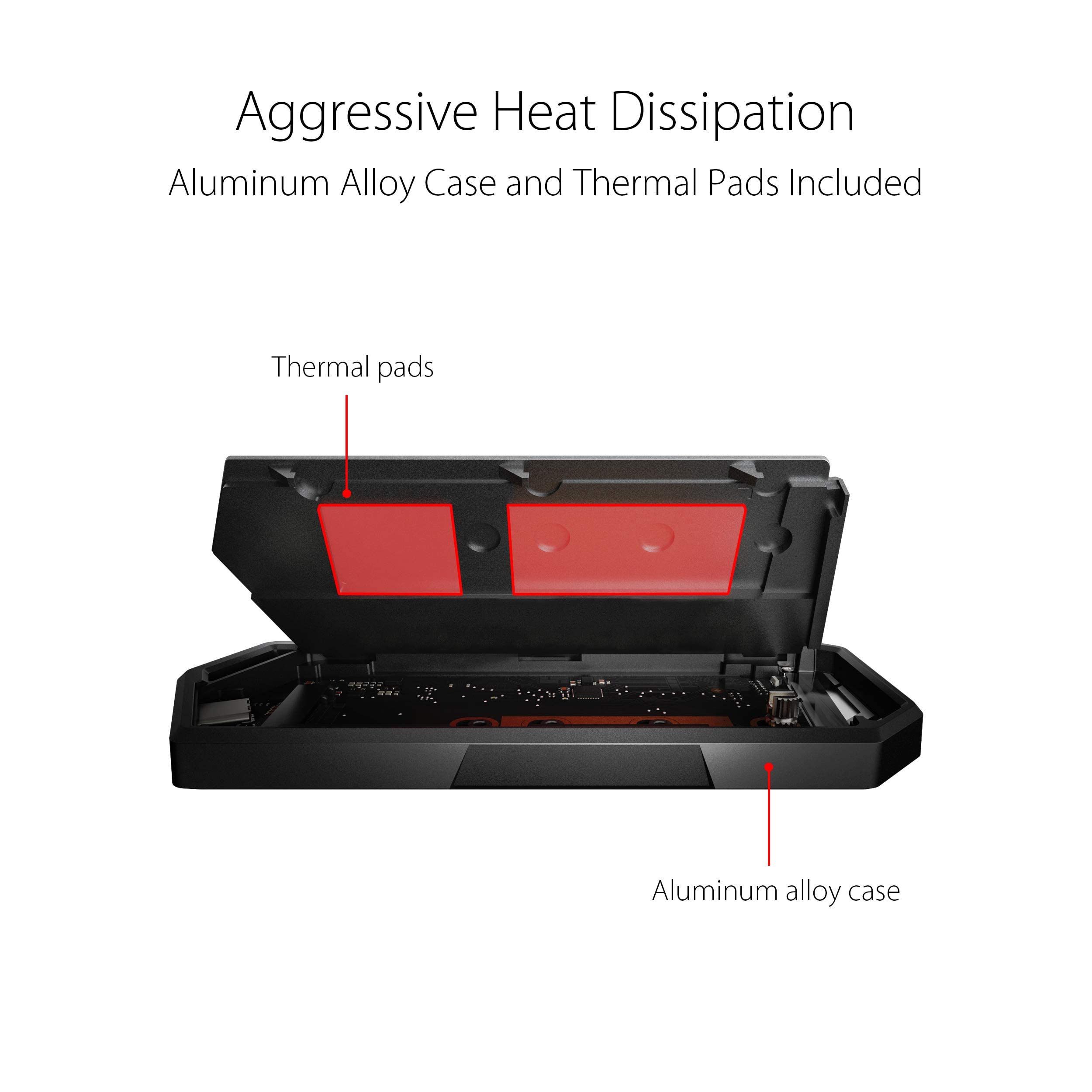ASUS ROG STRIX Arion Lite External Portable M.2 PCIe NVMe SSD Enclosure featuring up to 10 Gbps transfer speeds with USB 3.2 Gen 2 Type-C Cable (ESD-S1CL)