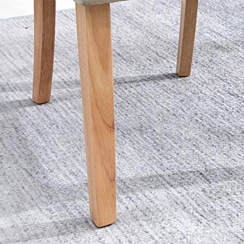 Ansley&HosHo 4 Dining Chair with Arms Modern Tufted Upholstered Accent Chair Dining Set Solid Wood Legs Living Room Armchair Side Chair for Home Kitchen Dining Receiving Restaurant Nailed Trim, Beige