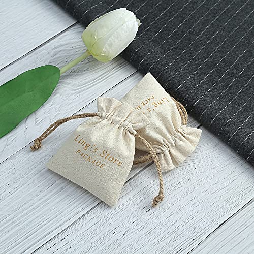 100pcs Jewelry Drawstring Bag for Wedding Christmas Gift Pouches Cotton Jute Velvet Storage Bags Earrings Display Print Logo