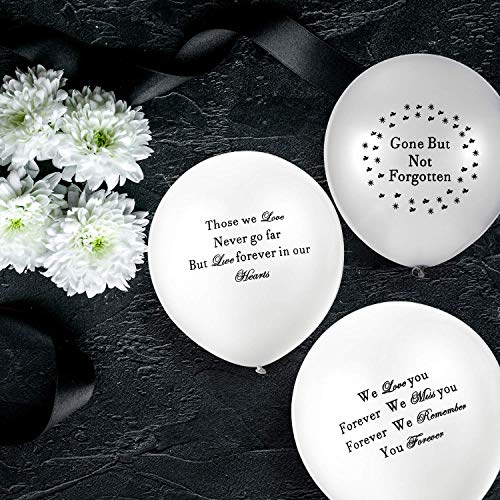 60 Pieces Memorial Balloons Funeral Remembrance Balloons Personalizable Funeral Balloons for Death and Funeral, White and Silver