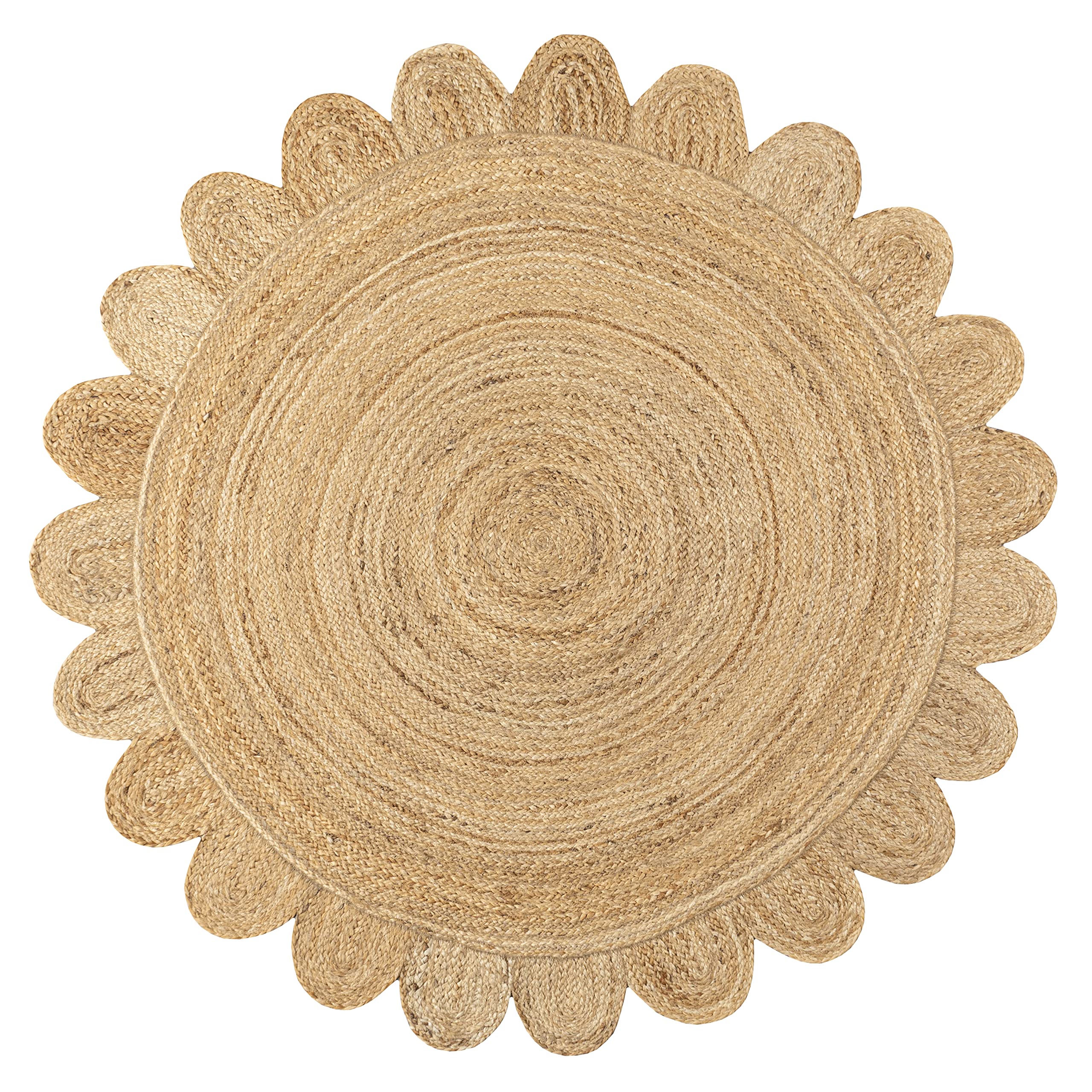 JONATHAN Y RNF112A-6R Petal Boho Jute Scalloped Circle Indoor Area -Rug, Cottage, Bohemian, Rustic Easy -Cleaning,Bedroom,Kitchen,Living Room,Non Shedding, Natural, 6' Round