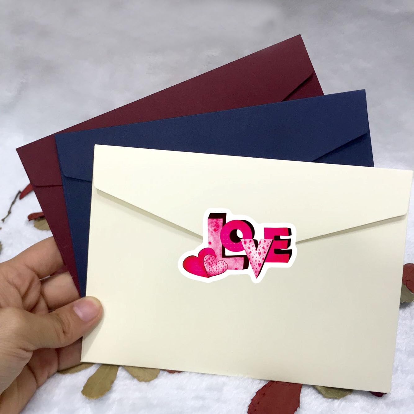 49PCS Love Language Doodle Stickers Red Heart Stickers Computer Cell Phone Greeting Card Envelope Album Diary Scrapbooking Waterproof Stickers