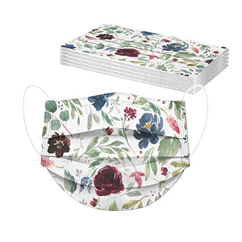 50Pc Flower Disposable 3ply Face_Mask for Glasses Wearer With Nose Wire(A)
