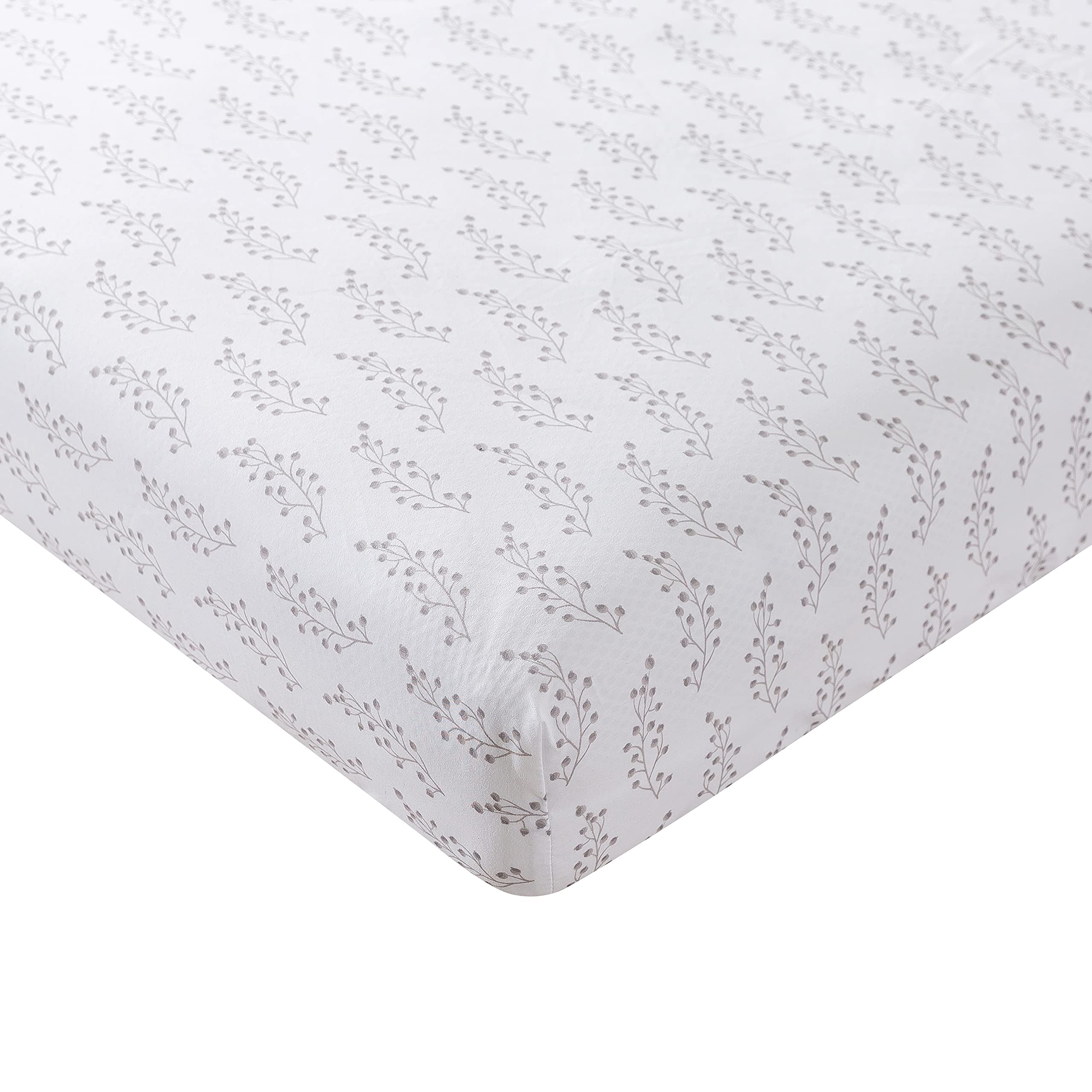 3-Piece Blue and Gray Crib Bedding Set for Girls and Boys. Standard Size Set Inlcudes Comforter, Neutral Crib Fitted Sheet, and Changing Pad Cover. Grey and Blue Damask Pattern