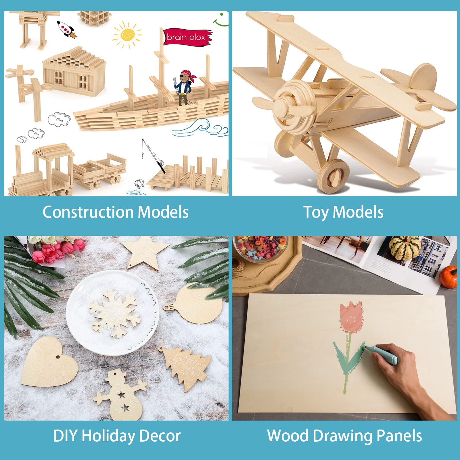 12 Pack Basswood Sheets for Crafts-12 x 12 x 1/8 Inch- 3mm Thick Plywood Sheets with Smooth Surfaces-Unfinished Squares Wood Boards for Laser Cutting, Wood Burning, Architectural Models, Staining