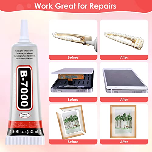 4 PCS 50ML B7000 Crafts Glue Super Adhesive, Multipurpose B-7000 Rhinestones Bonding Glue Flexible Clear Glue for DIY Jewelry Beads Fabric Cloth Nail Art Shoes Screen Repair