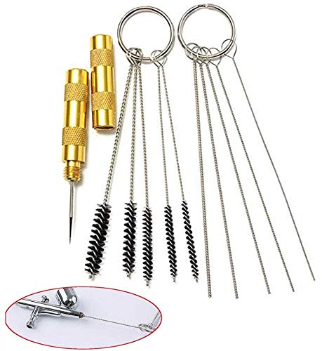 4 Set Airbrush Cleaning Kit Airbrush Cleaning Pot with Air Filter Mat and Holder,Nozzle Cleaning Needle,5pcs Brushes Set,5pcs Dredging Needles Kit