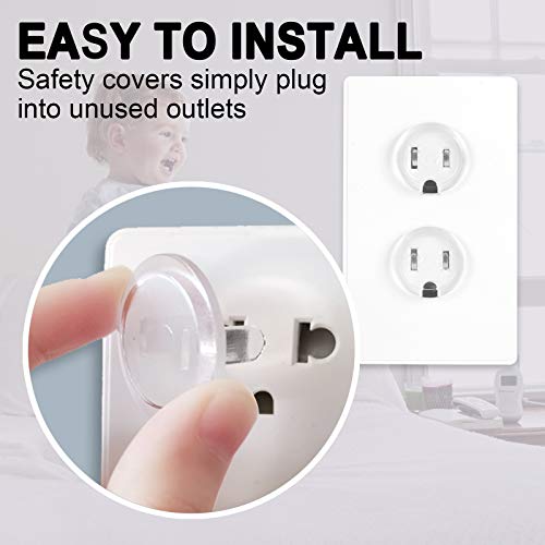 12Pack Child Safety Cabinet Locks Set Baby Proofing Strap Latches Locks(with 6pcs Spare Adhesive) Used for Safety Drawer Cupboard Oven Refrigerator Toilets Seat Fridge & 10Pcs Clear Outlet Plug Cover