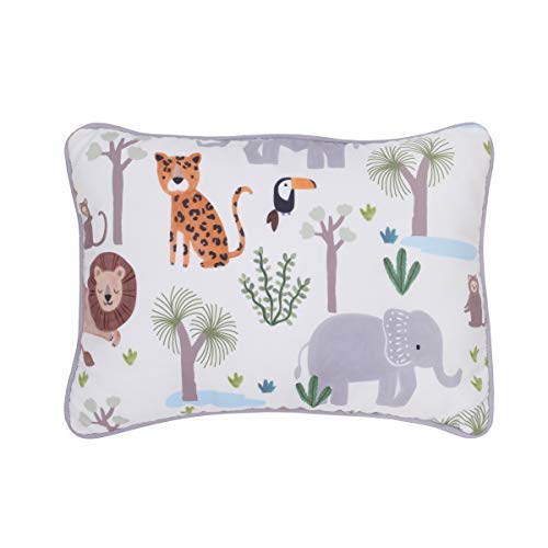 NOJO Growing Wild Grey, Orange, Green and White 8 Piece Jungle Safari Crib Bedding Set with Comforter, 2 Fitted Crib Sheets, Dust Ruffle, Diaper Stacker, Decorative Pillow, Baby Blanket